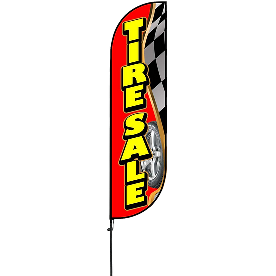 TIRE SALE - Advertising Feather Flag Kit with Flagpole & Spike